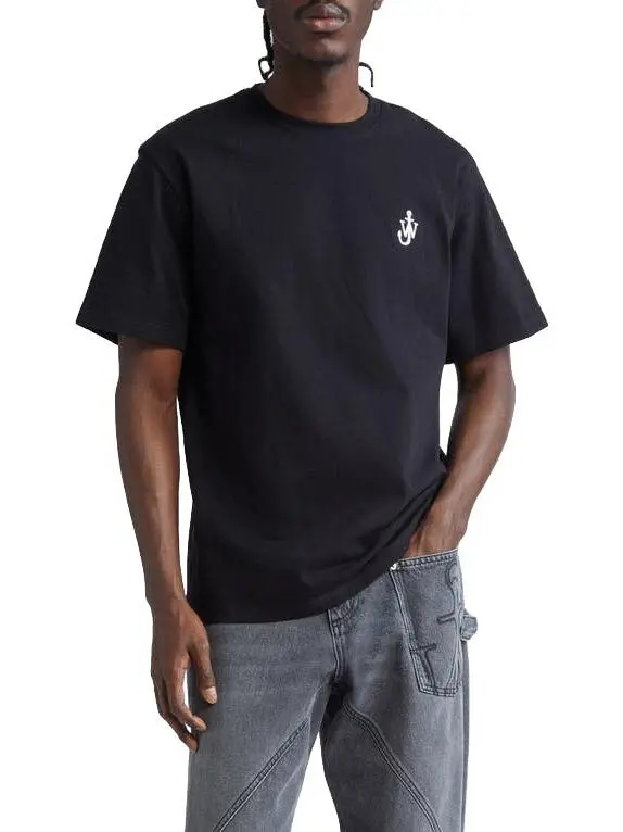 JW Anderson Anchor Logo Embroidered Cotton T-shirt - Black 999