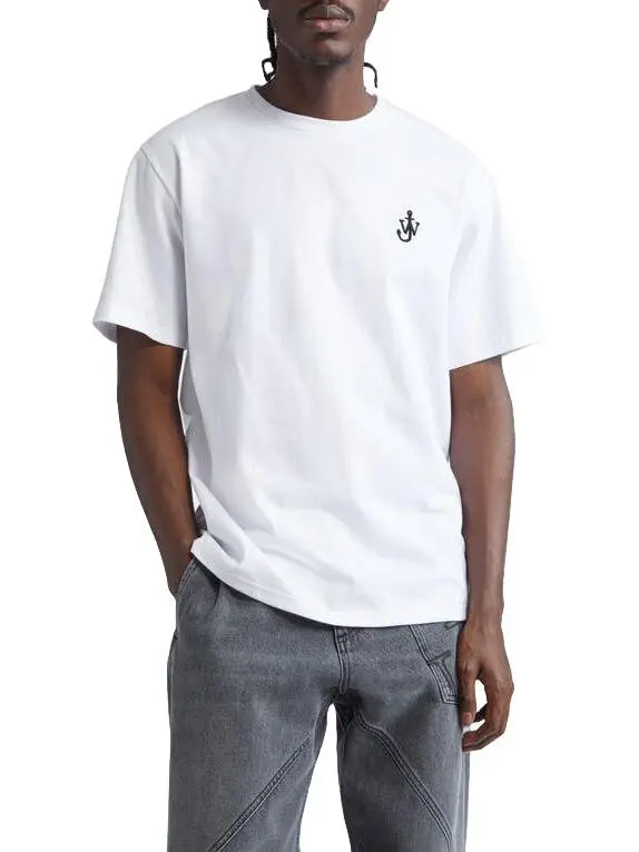 JW Anderson Anchor Logo Embroidered Cotton T-shirt - White 001