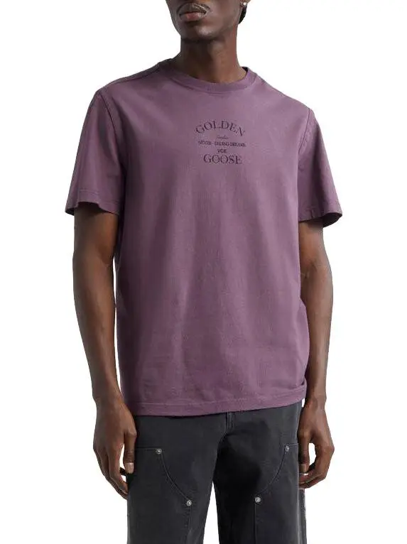 GOLDEN GOOSE Journey Cotton Graphic T-shirt - Purple/ Black