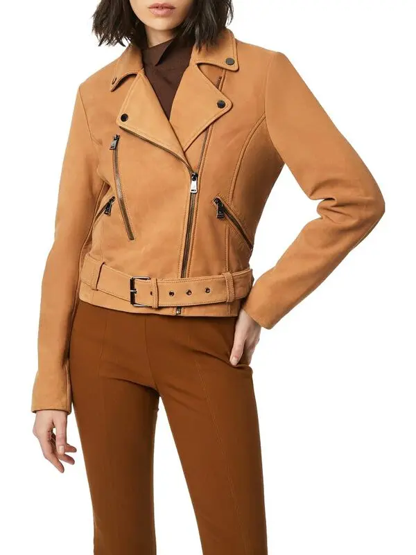 Bernardo Spessa Leather Moto Jacket - Cognac