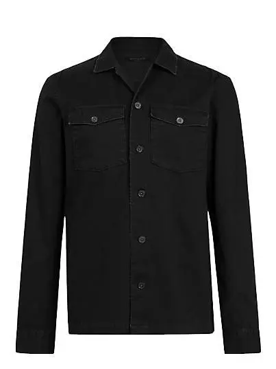 ALLSAINTS Spotter Patch-pocket Slim-fit Cotton Overshirt - Black