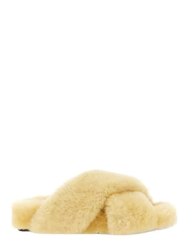 JIL SANDER Shearling Sandals - Powder