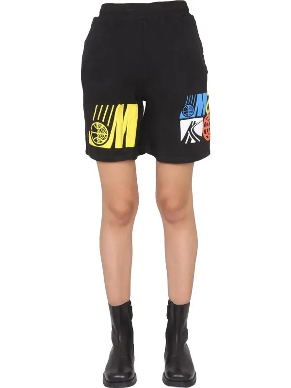 MARKET Bermuda Shorts With Logo Print - Black