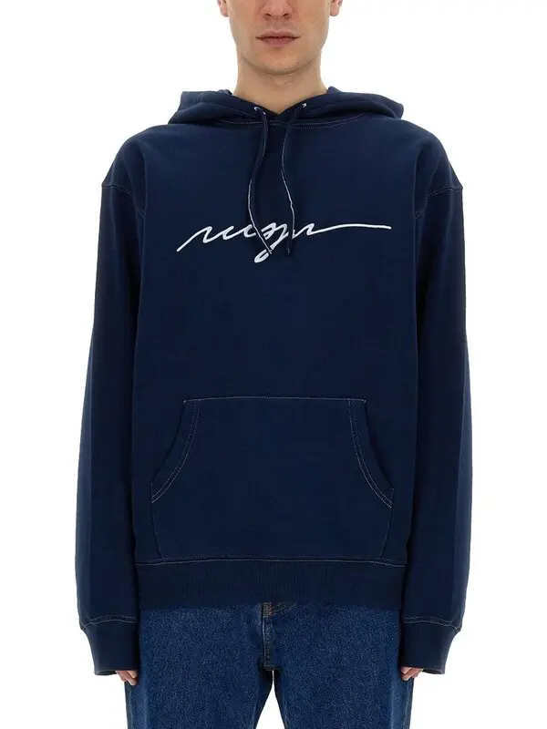 MSGM Oversized Sweatshirt With Logo - Blue