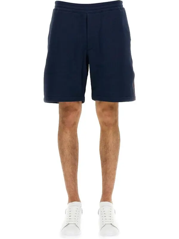 Alexander McQueen Bermuda Shorts With Logo - Blue