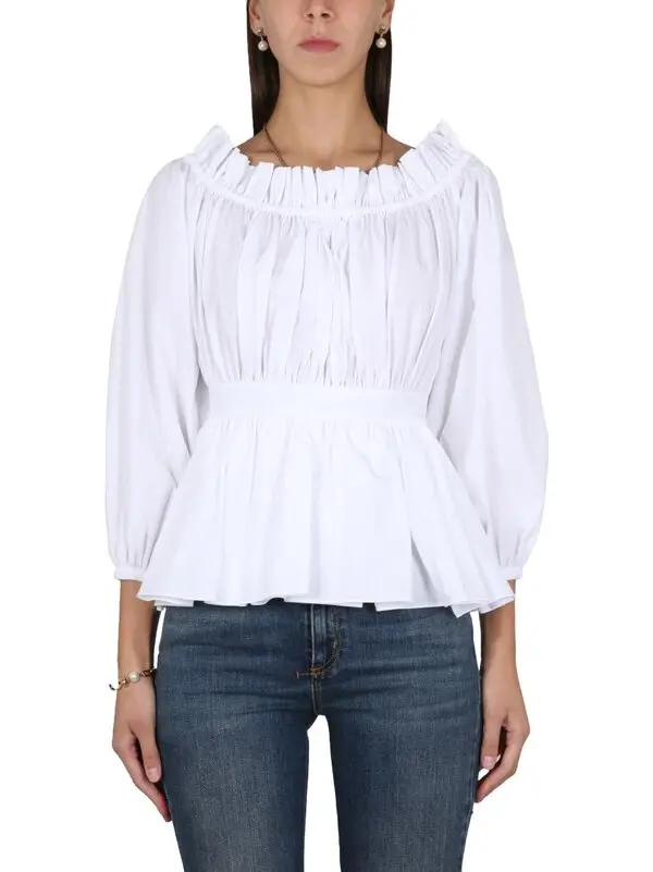 Alexander McQueen Cotton Poplin Top - White