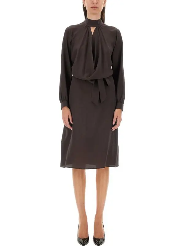 Kiton Silk Regular Fit Dress - Dark Brown