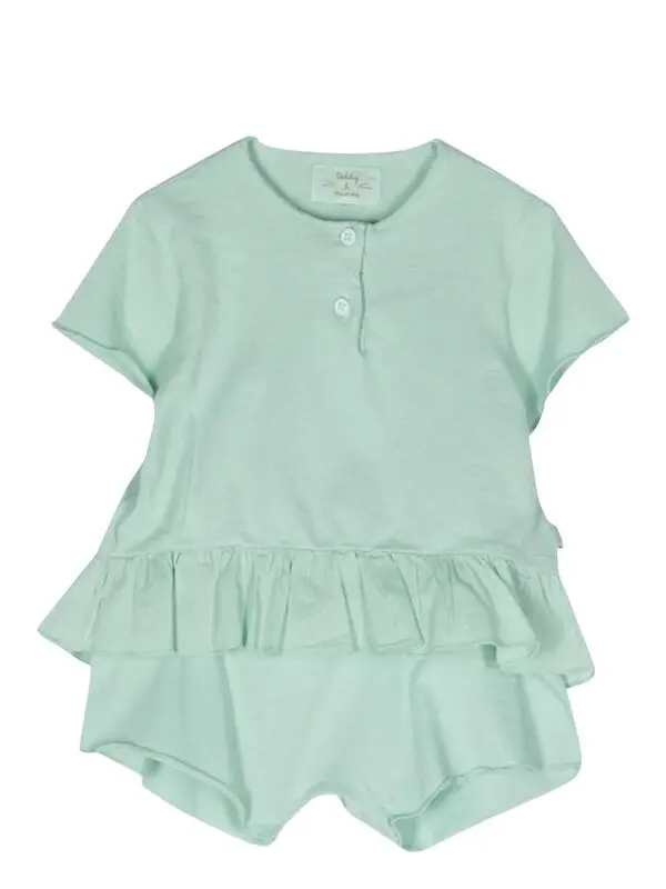 TEDDY & MINOU Ruffled T-shirt And Shorts Set - Azure