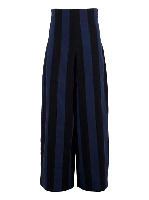 MARRAKSHI LIFE High-waisted Striped Trousers - Blue
