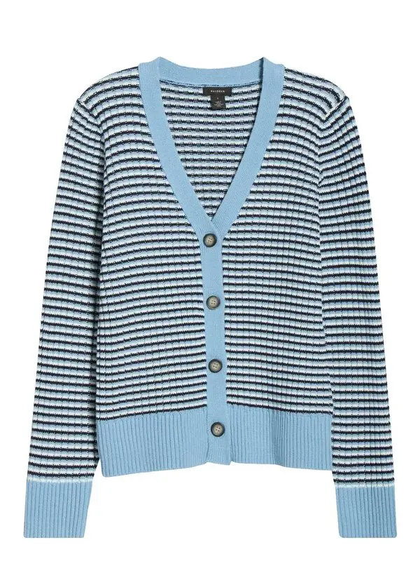 Halogen Stripe V-neck Cardigan - Glacier Lake