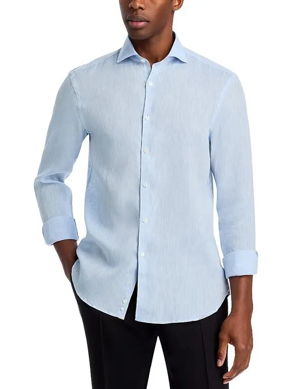 Canali Linen Sport Shirt - Light Blue