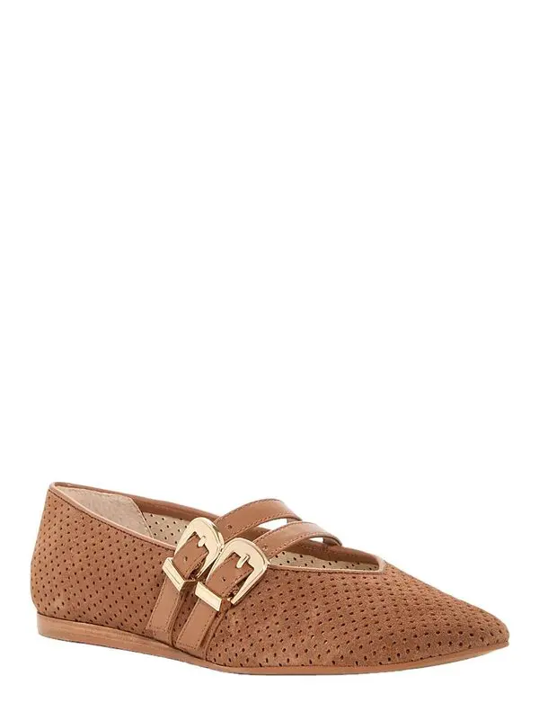 Dolce Vita Baylee Ballet Flats - Pecan Perforated Suede