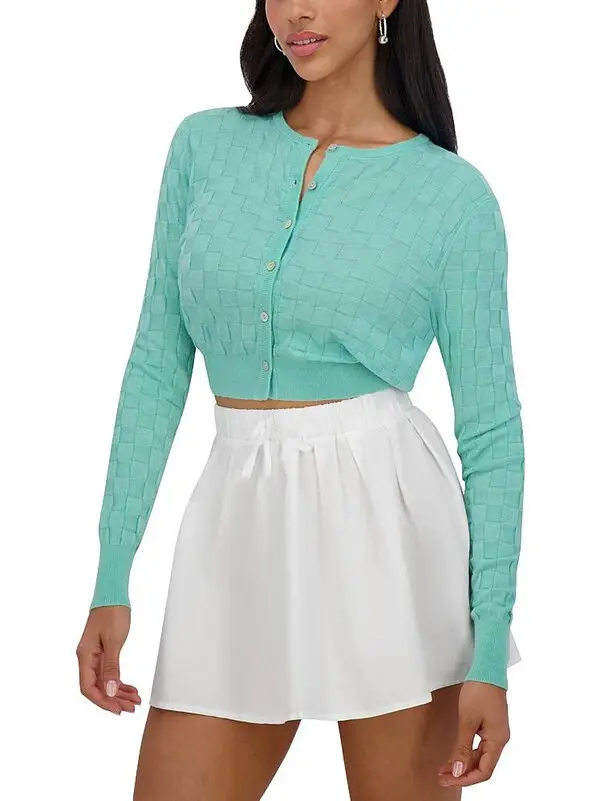 POINT Checker Knit Cardigan - Mint