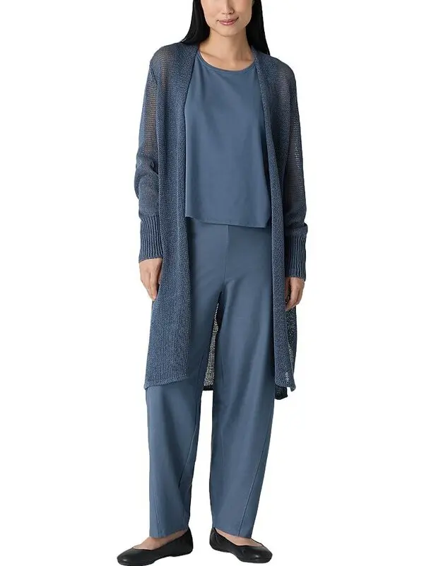 Eileen Fisher Linen Cotton Cord Long Cardigan Sweater - Greystone