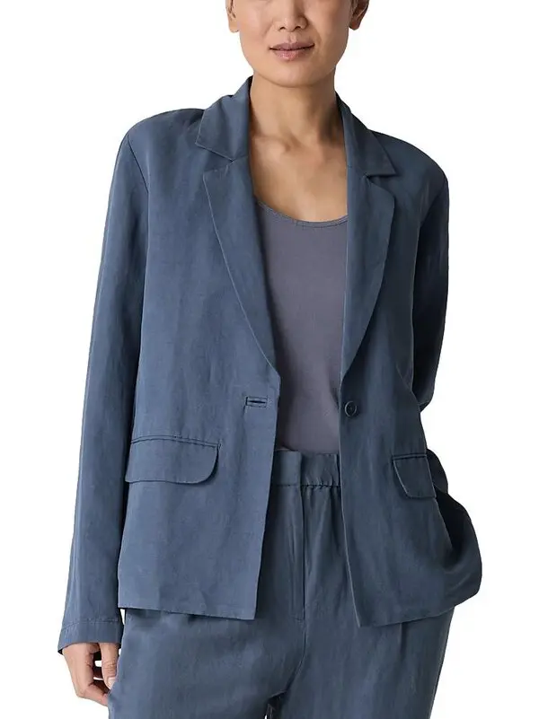 Eileen Fisher Notch Collar Linen And Silk Blazer - Eclipse