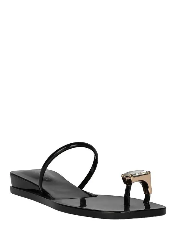 Jeffrey Campbell Balia Jelly Thong Flats - Black Shiny Clear