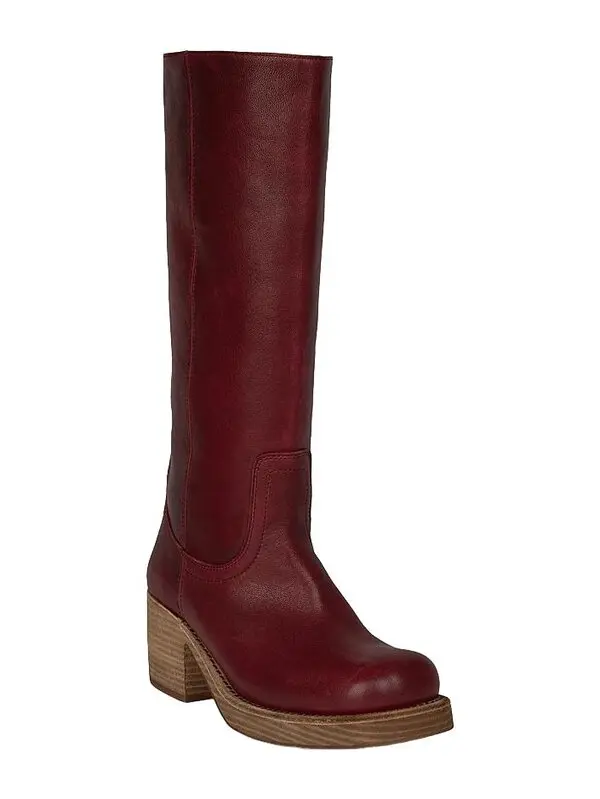 Jeffrey Campbell Tall Square Toe Boots - Red
