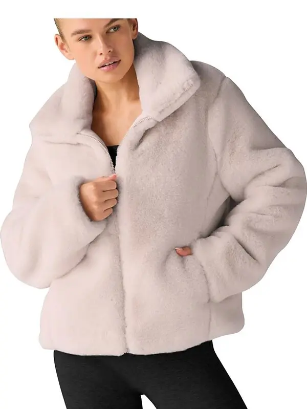 Beyond Yoga On The List Faux Fur Jacket - Nude Tint