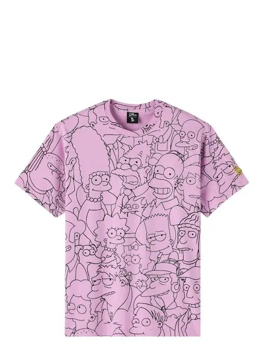 OVO The Simpsons All Over Print T-shirt - Pink/black