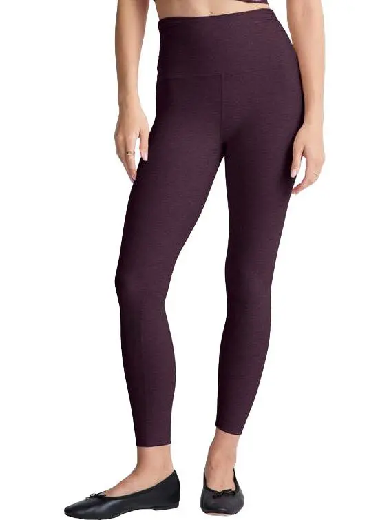 Beyond Yoga Space Dye Shirred Leggings - Eggplant Purple Heather
