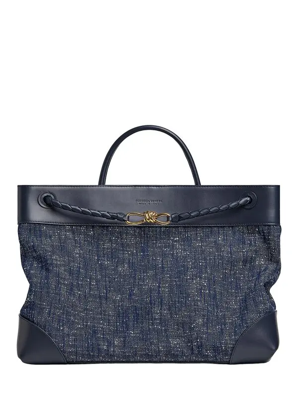 BOTTEGA  VENETA Large Denim Bouclé Andiamo - Navy/white/space