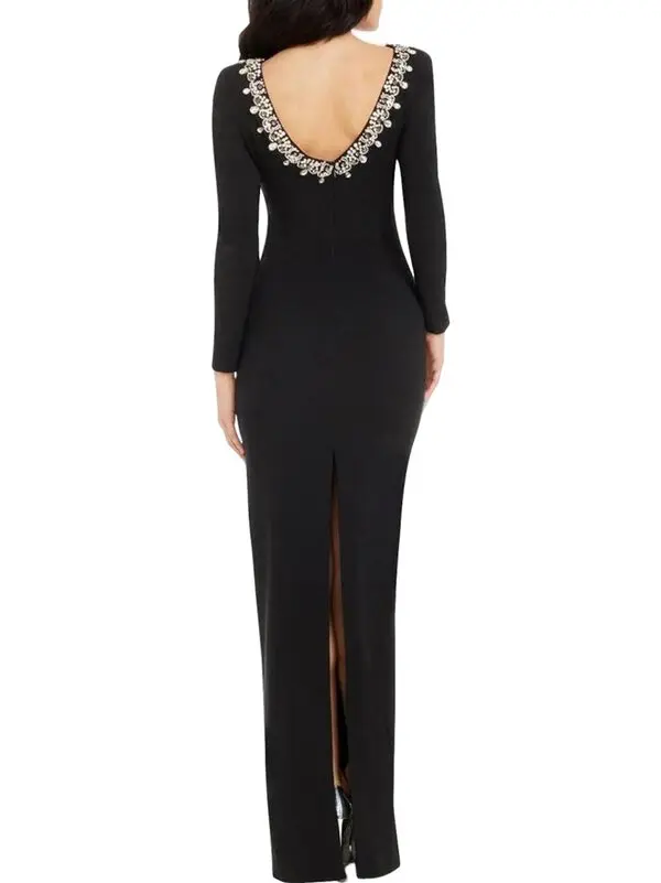 Dress The Population Crystal-embellished Column Gown - Black