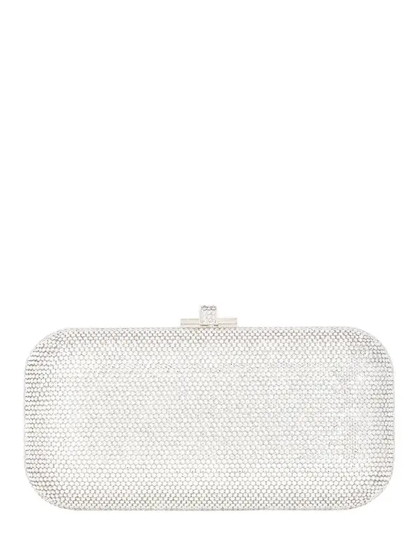 Judith Leiber Long Slide Crystal Minaudiere - Silver Rhine