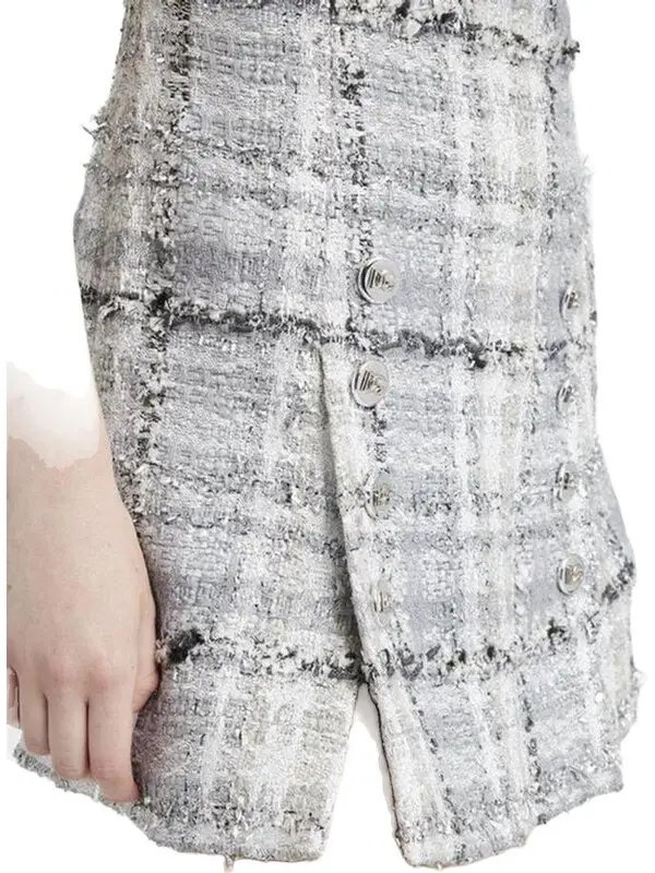 Dolce & Gabbana Rachel Check Eyelash Tweed Mini Dress - Grey