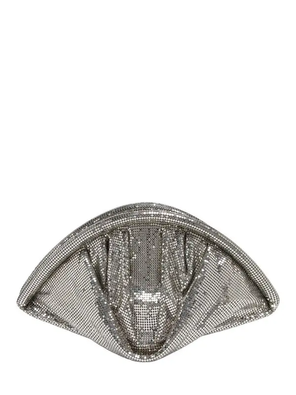 Rabanne Studded Mesh Zip Pochette Clutch Bag - Silver