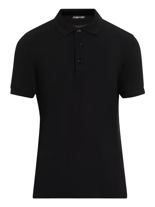 TOM FORD Lyocell Pique Polo Shirt - Ebony