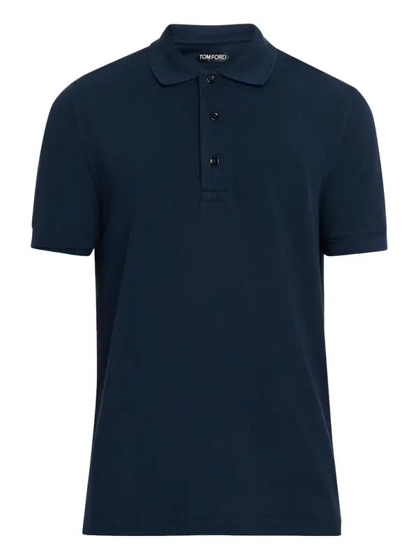 TOM FORD Lyocell Pique Polo Shirt - Navy