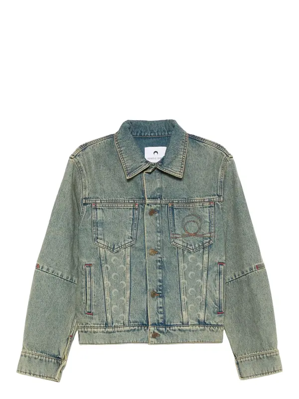 MARINE SERRE Moon Laser Denim Jacket - Blue
