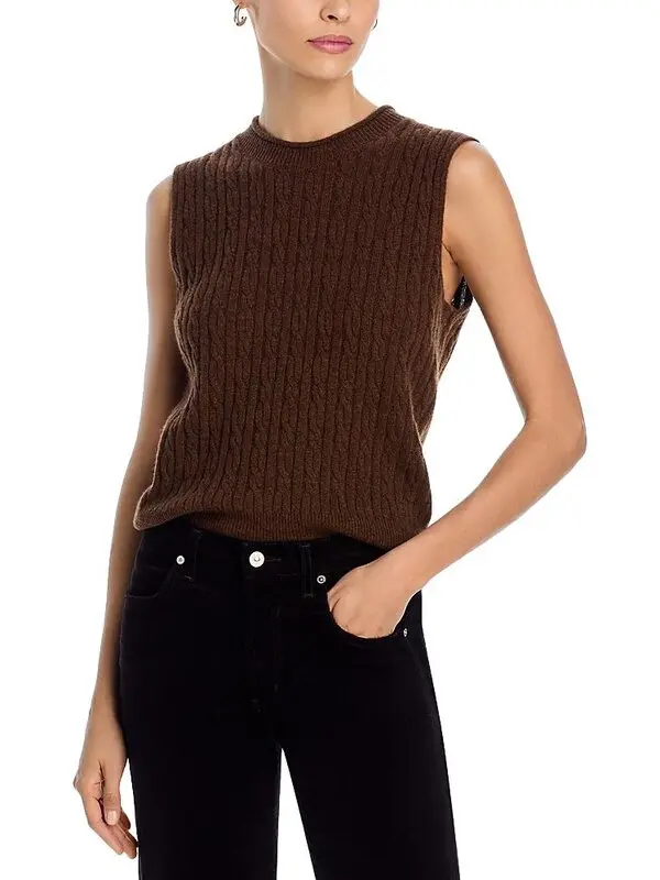 Guest In Residence Cable Knit Vest - Chestnut