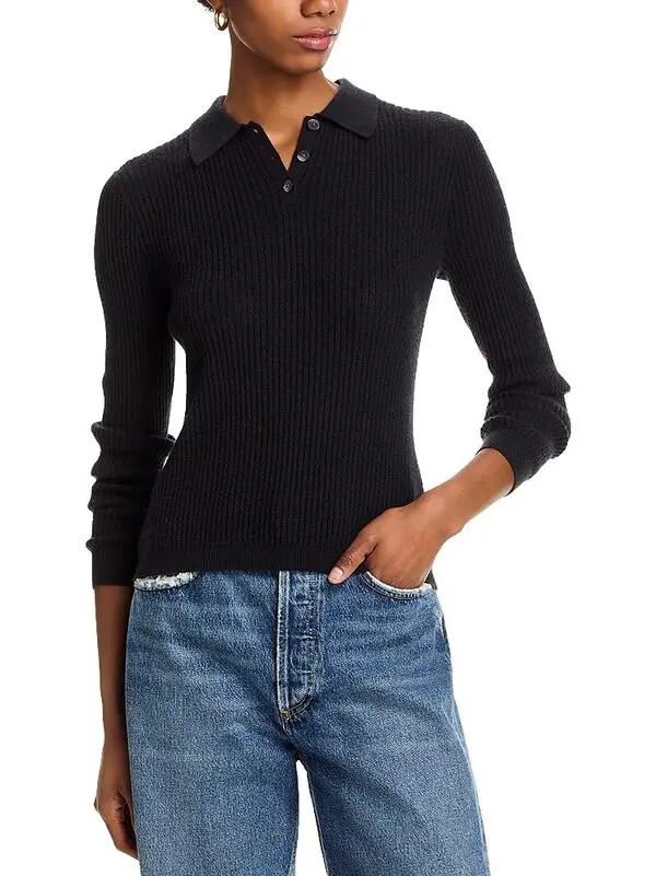 Guest In Residence Cashmere Polo Neck Sweater - Black