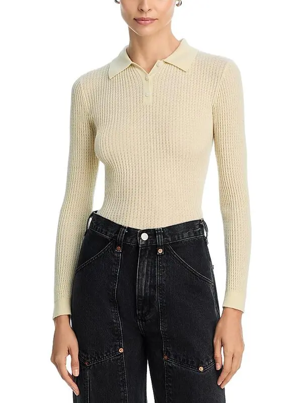 Guest In Residence Ribbed Cashmere Polo Sweater - Mist