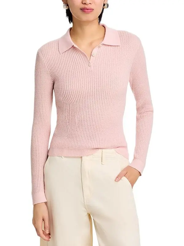 Guest In Residence Cashmere Polo Neck Sweater - Powder Pink