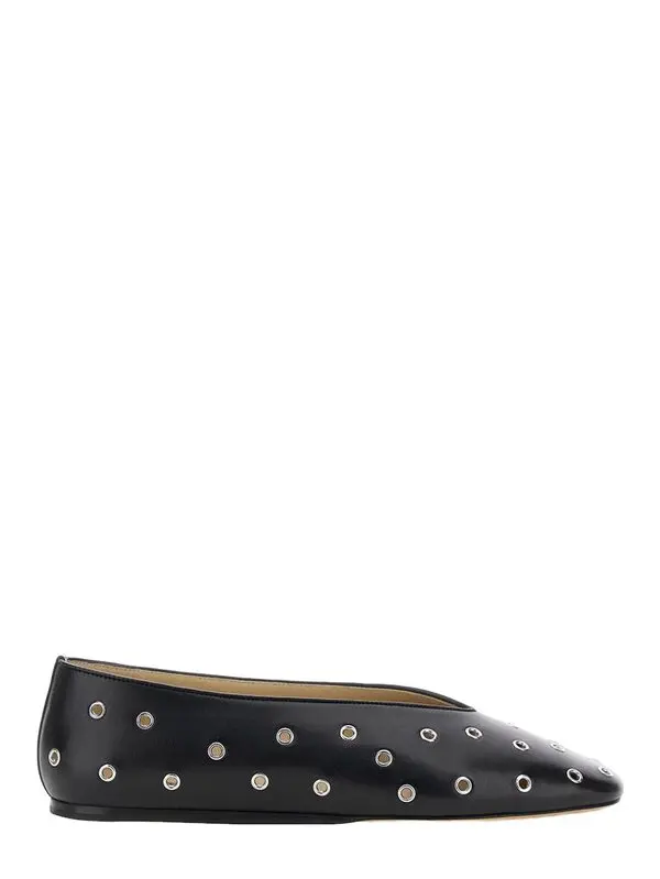 Le Monde Beryl Regency Leather Ballerinas With Eyelets - Black