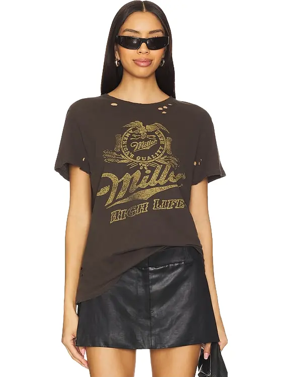 Junk Food Miller High Life Vintage Destroy Tee - Coffee