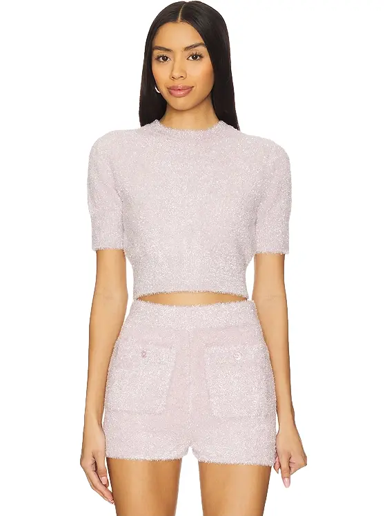 JOOSTRICOT Crop Short Sleeve Crew - Pink