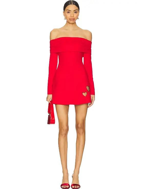 MORE TO COME Everly Off Shoulder Dress - Red