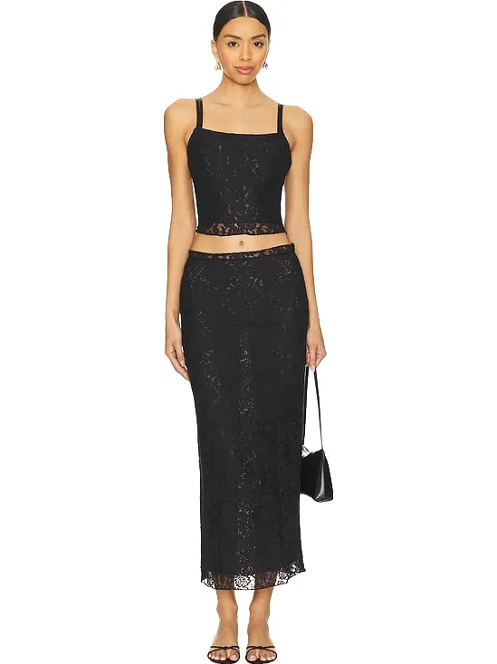 Superdown Amalie Lace Skirt Set - Black