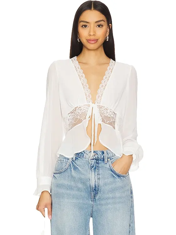 KAT THE LABEL Betty Blouse - Ivory