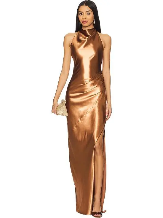 LOVERS AND FRIENDS Kamiah Gown - Copper Brown