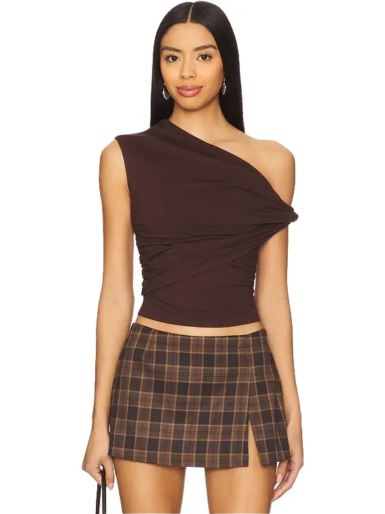 Superdown Alessia One Shoulder Top - Chocolate