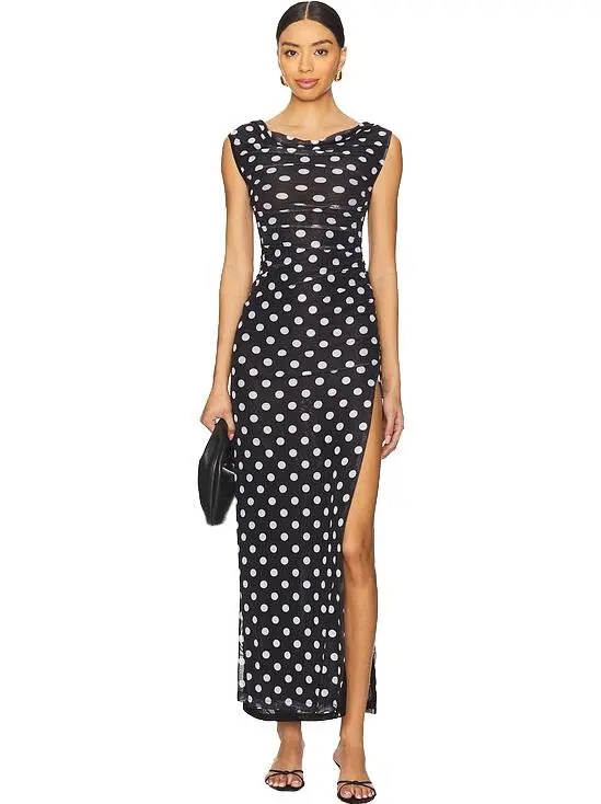 MORE TO COME Cora Maxi Dress With Slit - Black