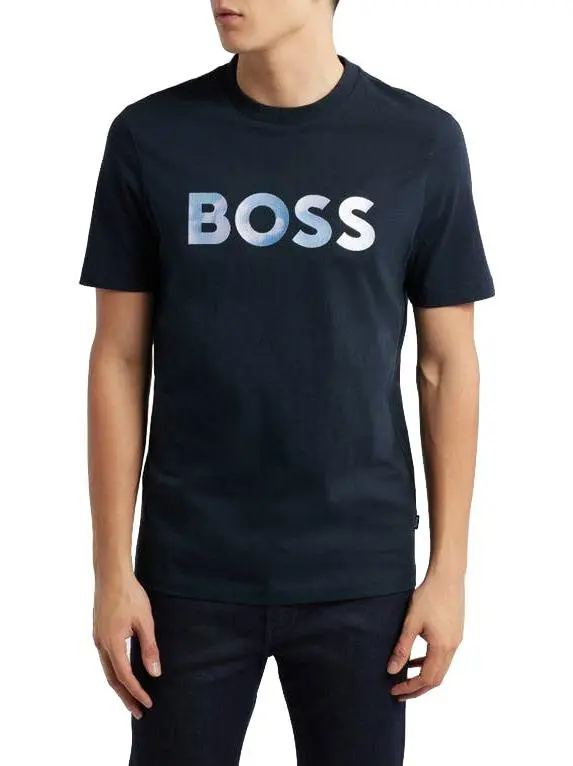 BOSS Thompson Logo Graphic T-shirt - Dark Blue