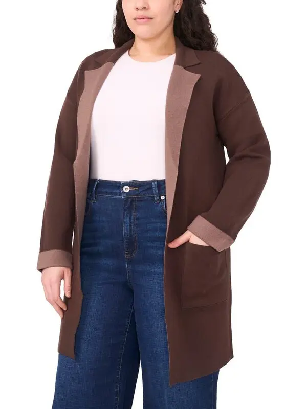 Halogen Lapel Long Cardigan - Deep Coffee