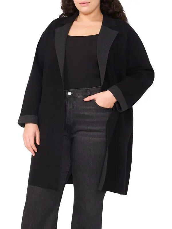 Halogen Lapel Long Cardigan - Rich Black