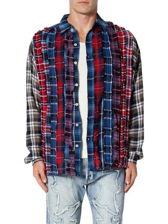 Mnml Tuxedo Plaid Cotton Flannel Button-up Shirt - Multi