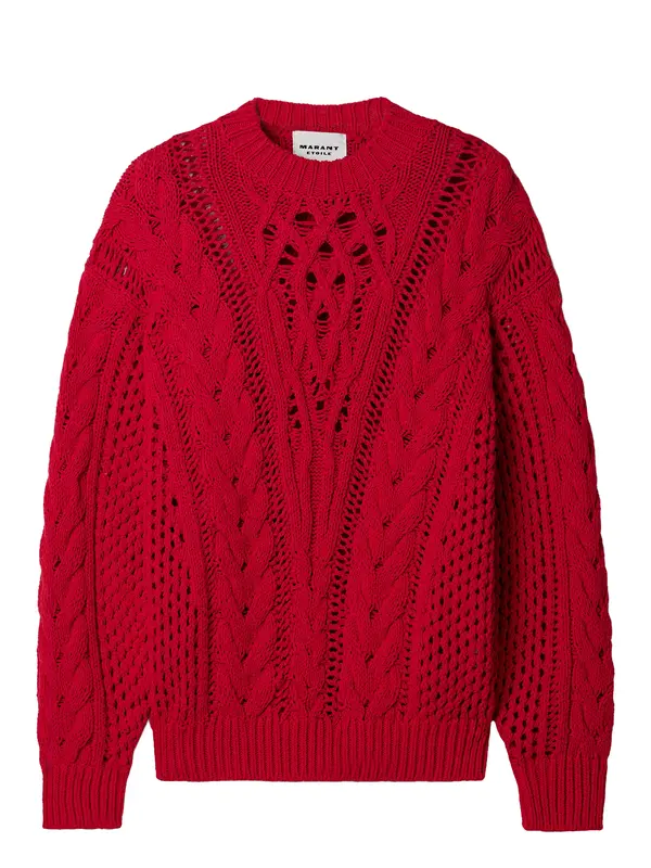 MARANT ETOILE Lenza Open-knit Cotton-blend Sweater - Red